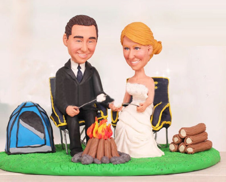 Camping Trip Theme Topper Personalised Wedding Cake Topper | Etsy