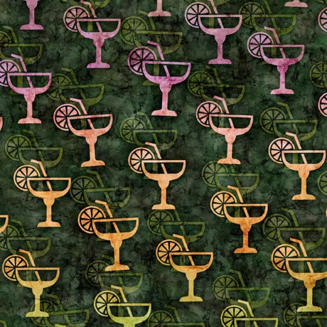 Cocktail Hour Quilting Treasures Drinks Digital Print Navy Cotton ...