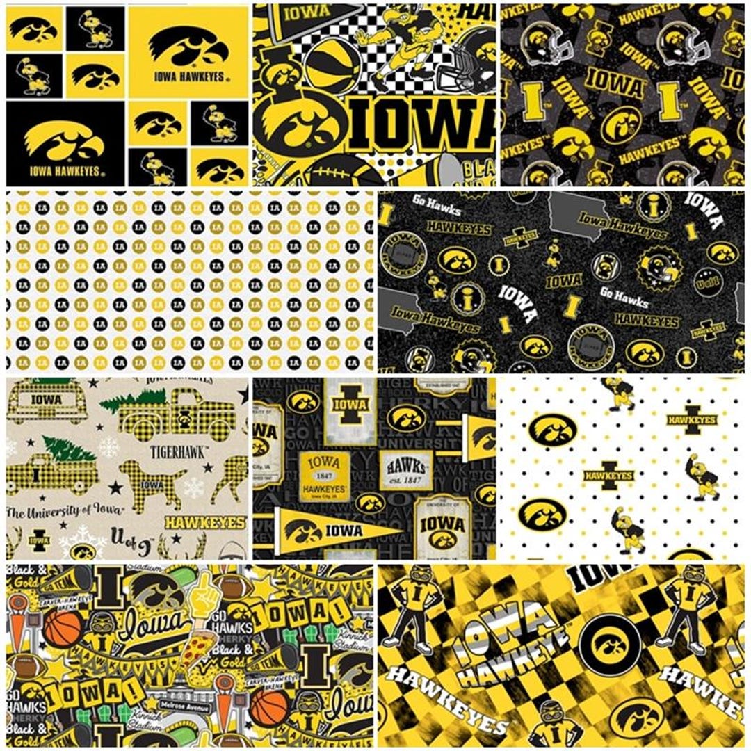 NCAA University of Iowa Hawkeyes Yellow & Black College Logo 100% ...