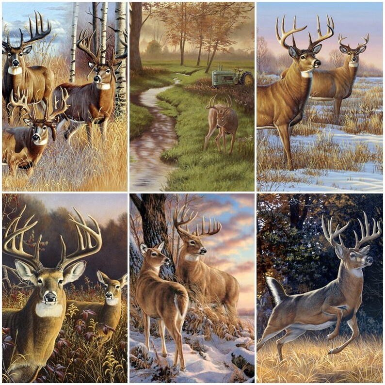 Whitetail Deer Trophy Buck & Doe Digitally Printed 100% Cotton - Etsy