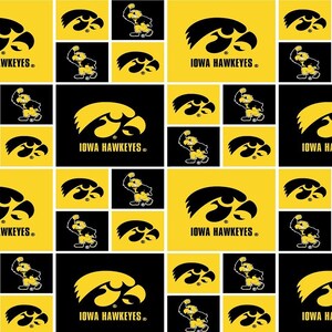 NCAA University of Iowa Hawkeyes Yellow & Black College Logo 100% ...
