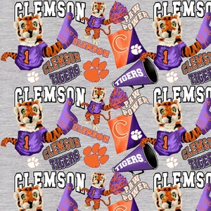 NCAA Clemson University Tigers Orange & Purple College Logo 100% Cotton ...