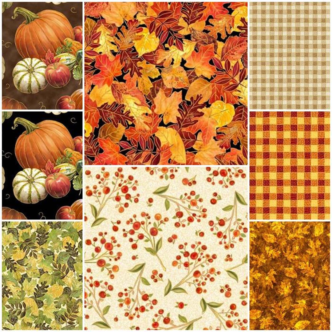 Autumn Sunset Forest Pumpkins, Gourds, Rustic Fall Leaves, Berry Sprigs ...