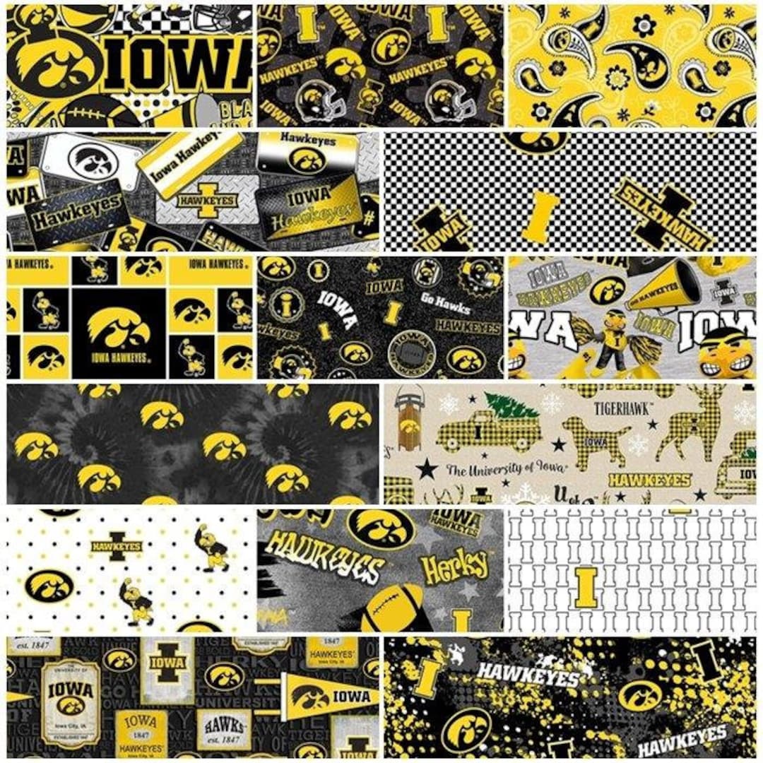 NCAA University of Iowa Hawkeyes Yellow & Black College Logo 100% ...
