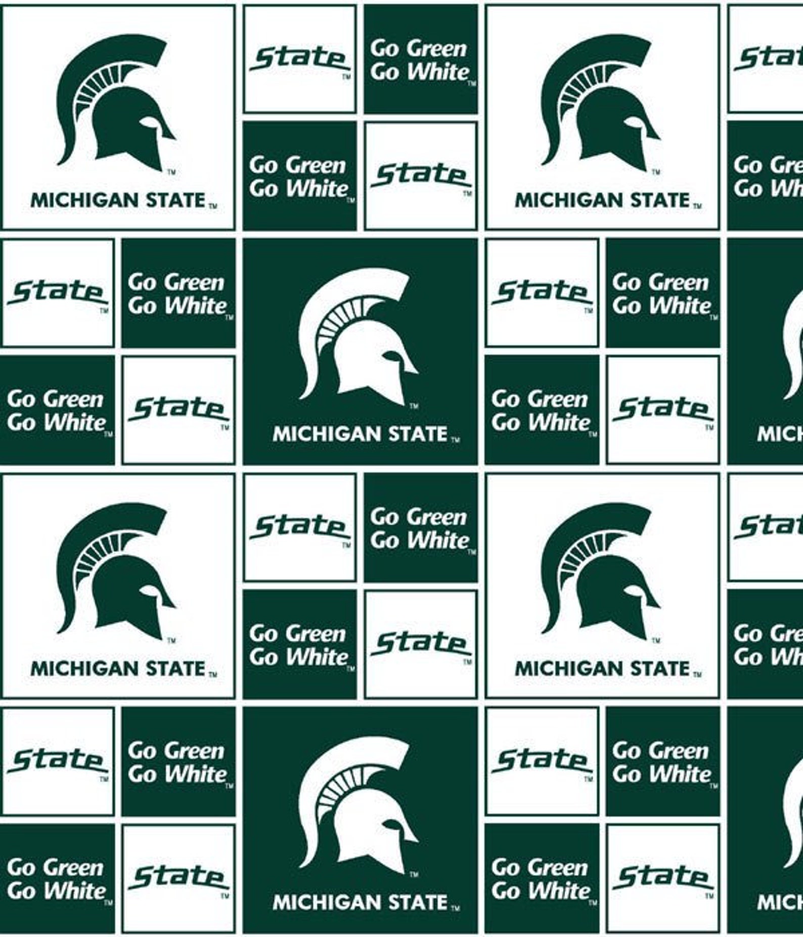 NCAA Michigan State Spartans Green & White College Logo 100% - Etsy