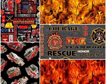 Firefighter Fabric Firefighter Wholecloth Patchwork Pinks Firefighter ...