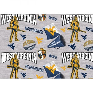 NCAA West Virginia University Mountaineers College Logo Cotton Fabric ...