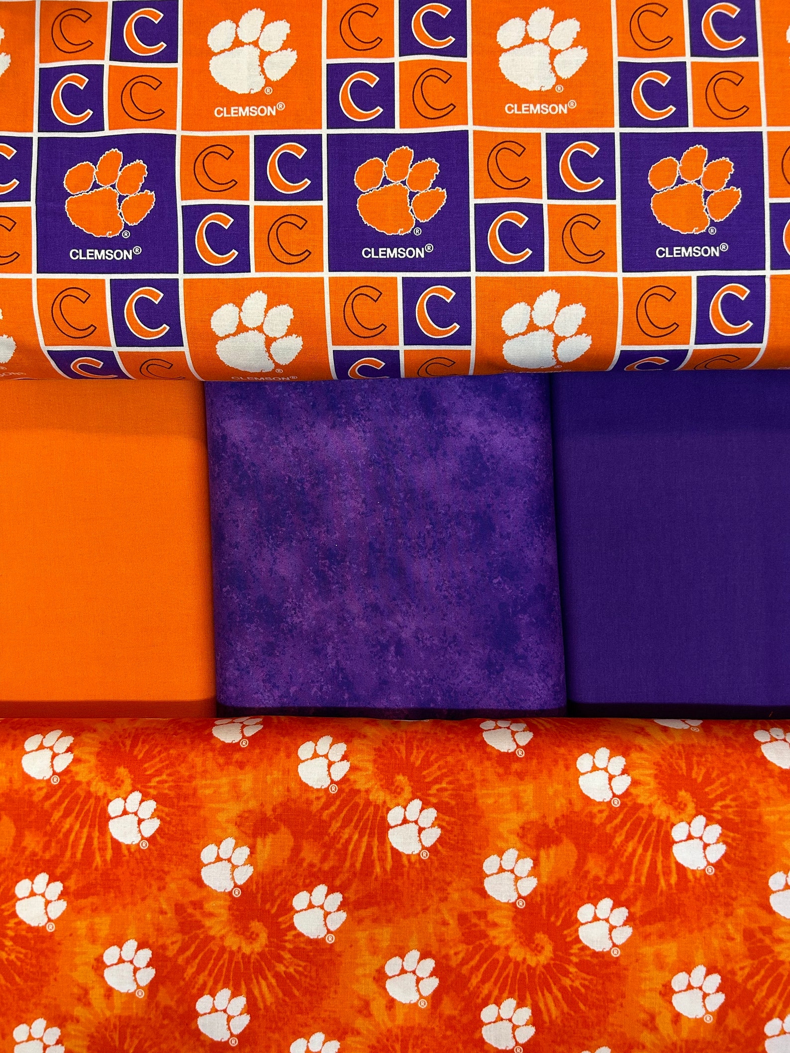 NCAA Clemson University Tigers Orange & Purple College Logo 100% Cotton ...