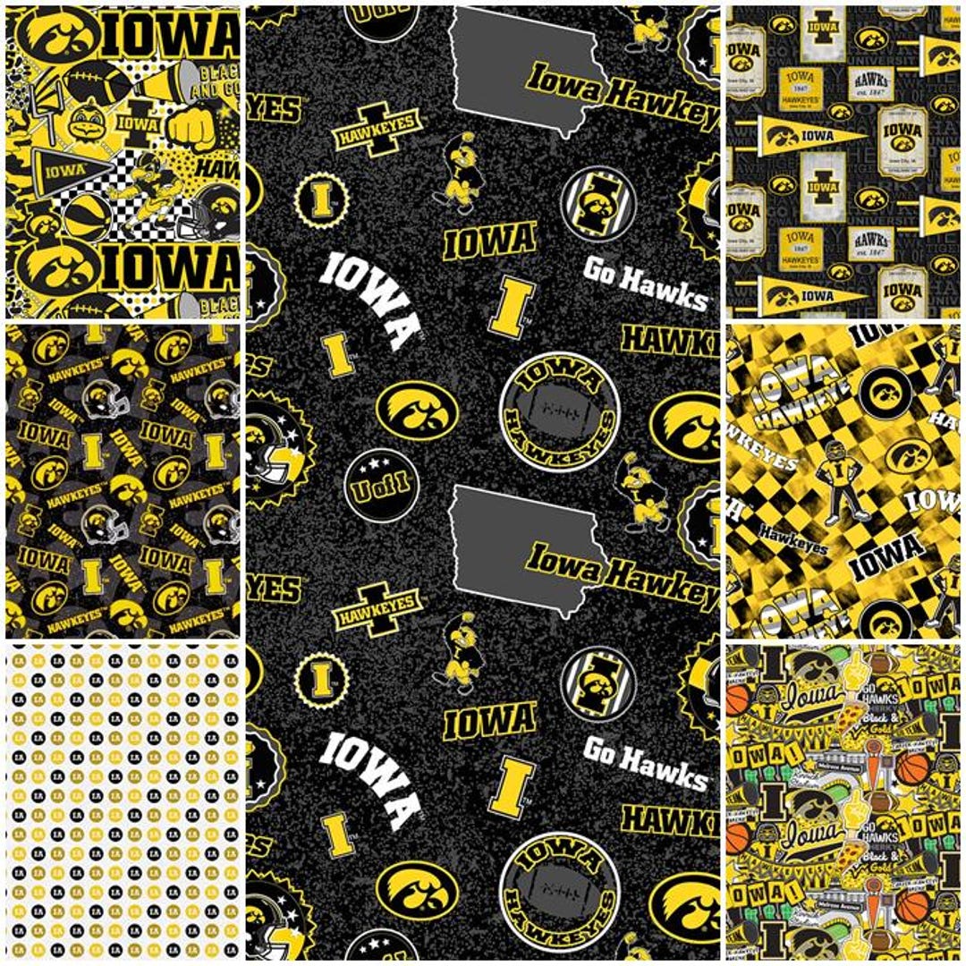 NCAA University of Iowa Hawkeyes Yellow & Black College Logo 100% ...