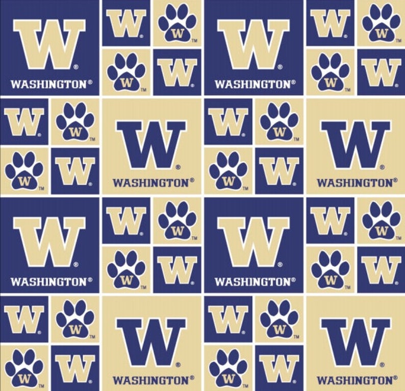 NCAA Washington Huskies Purple & Gold 100% College Logo Cotton Fabric ...