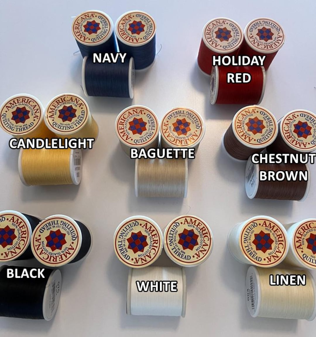 Americana Quilting Thread Spools - 100% Glaced Cotton - 3 Ply- 50 ...