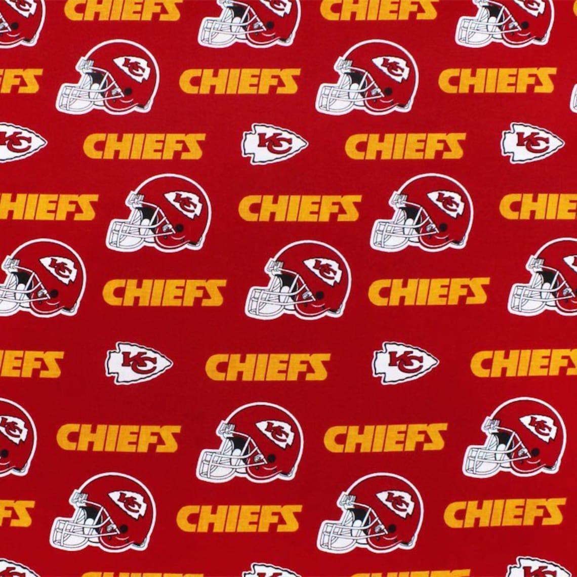 NFL Logo Kansas City Chiefs 100% Cotton Fabric by Fabric | Etsy