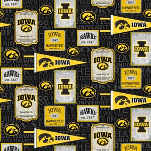 NCAA University of Iowa Hawkeyes Yellow & Black College Logo 100% ...