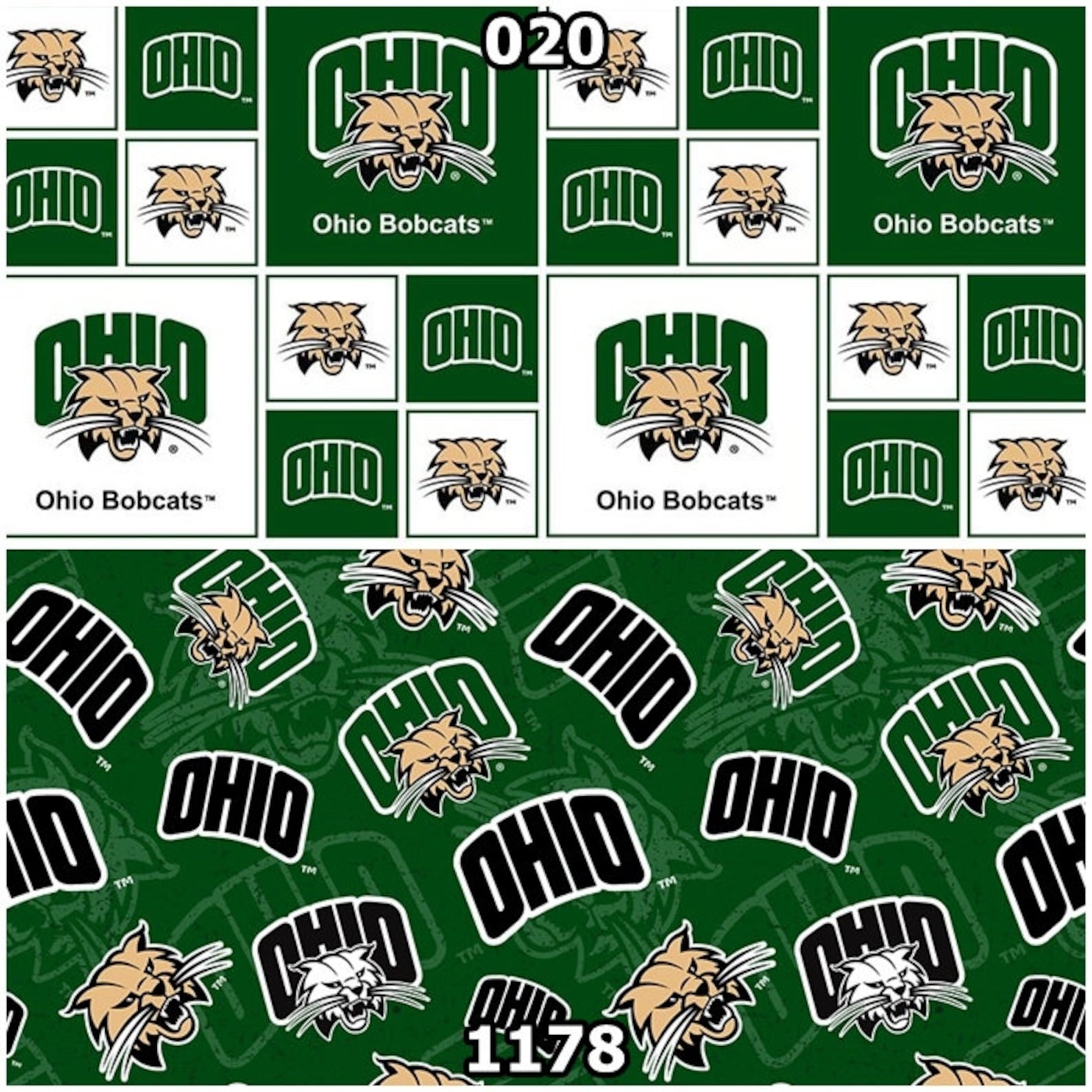 NCAA Ohio University Bobcats Green & White College Logo 100% Cotton ...