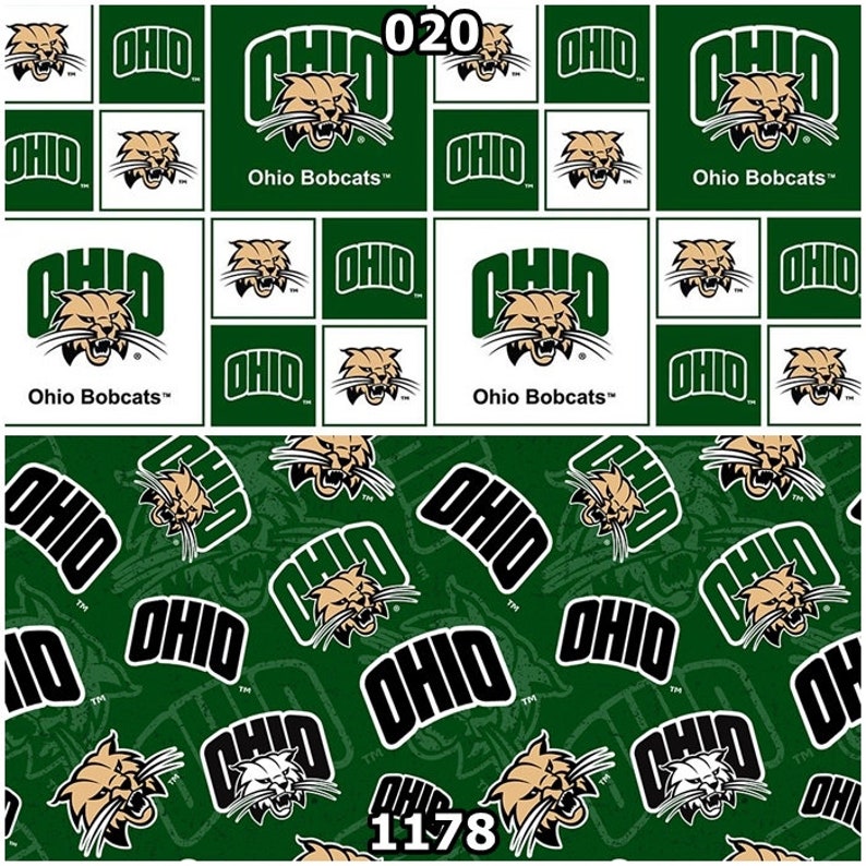 NCAA Ohio University Bobcats Green & White College Logo 100% Cotton ...