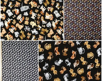 Cat print fabric | Etsy