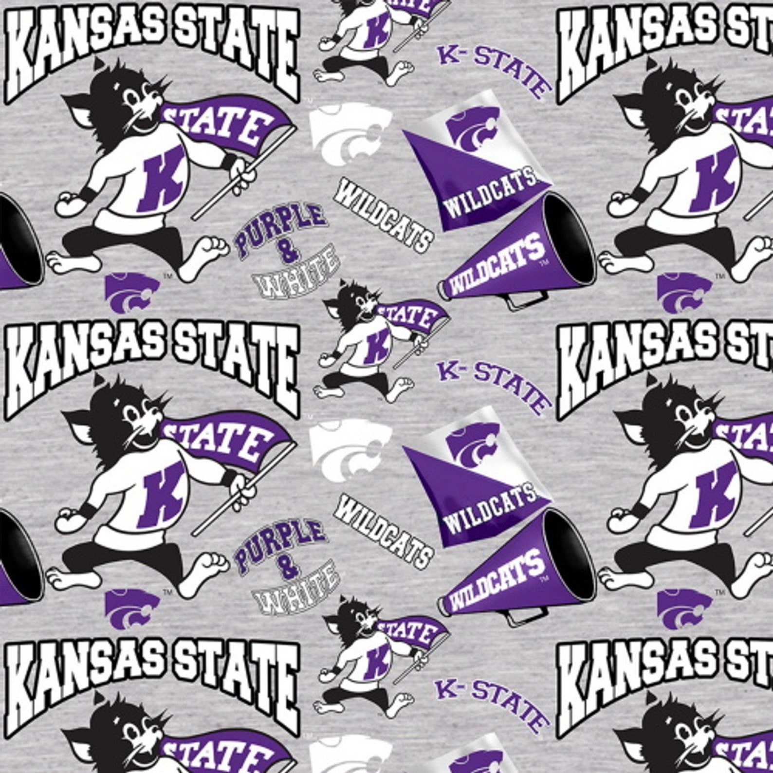 NCAA Kansas State Wildcats Purple & Grey College Logo 100% - Etsy
