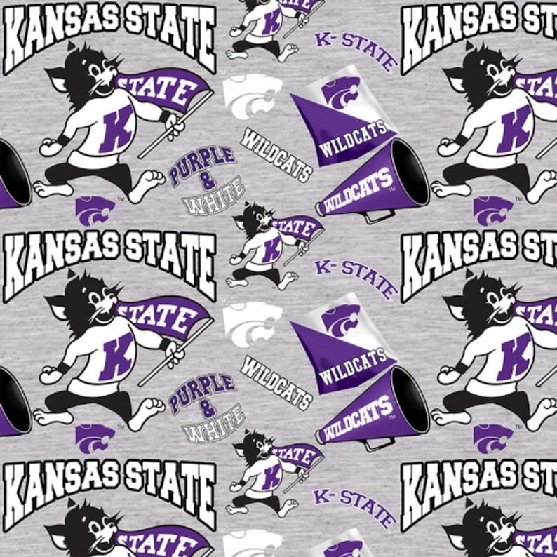 NCAA Kansas State Wildcats Purple & Grey College Logo 100% - Etsy