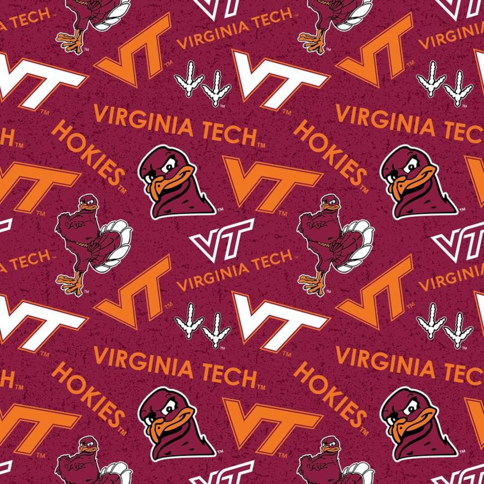 NCAA Virginia Tech Hokies Orange & Maroon College Logo 100% - Etsy