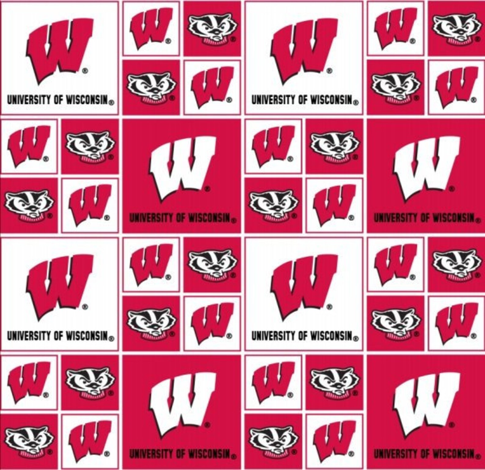 NCAA University of Wisconsin Badgers Red & White 100% College - Etsy