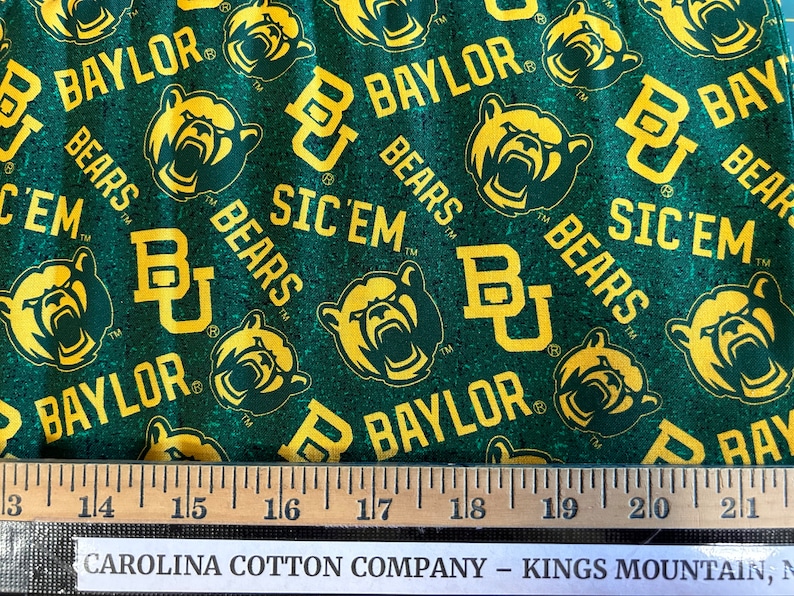 NCAA Baylor University Bears Green & Gold College Logo TX 100% Cotton ...