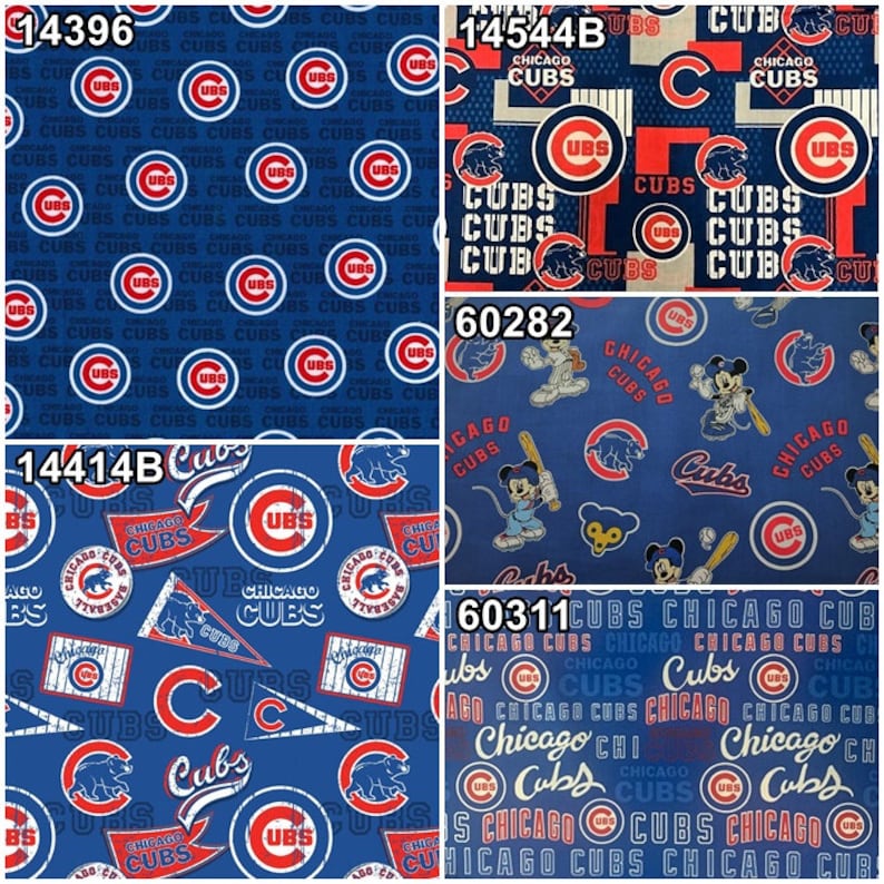 MLB Logo Chicago Cubs Blue & Red 100% Cotton Fabric by Fabric | Etsy