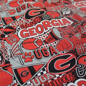 NCAA University of Georgia Bulldogs Red & Black College Logo, 100% ...