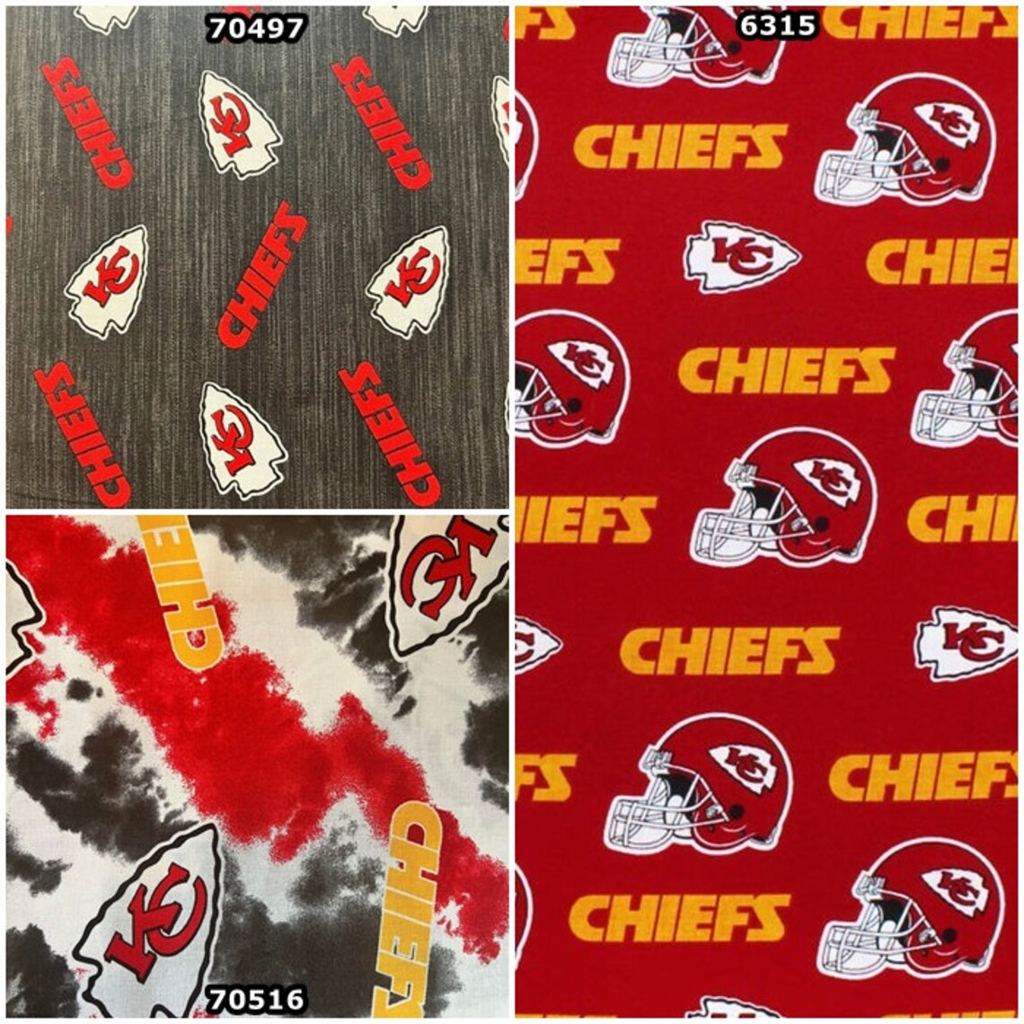 NFL Logo Kansas City Chiefs 100% Cotton Fabric by Fabric - Etsy