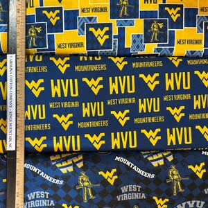 NCAA West Virginia University Mountaineers College Logo Cotton Fabric ...