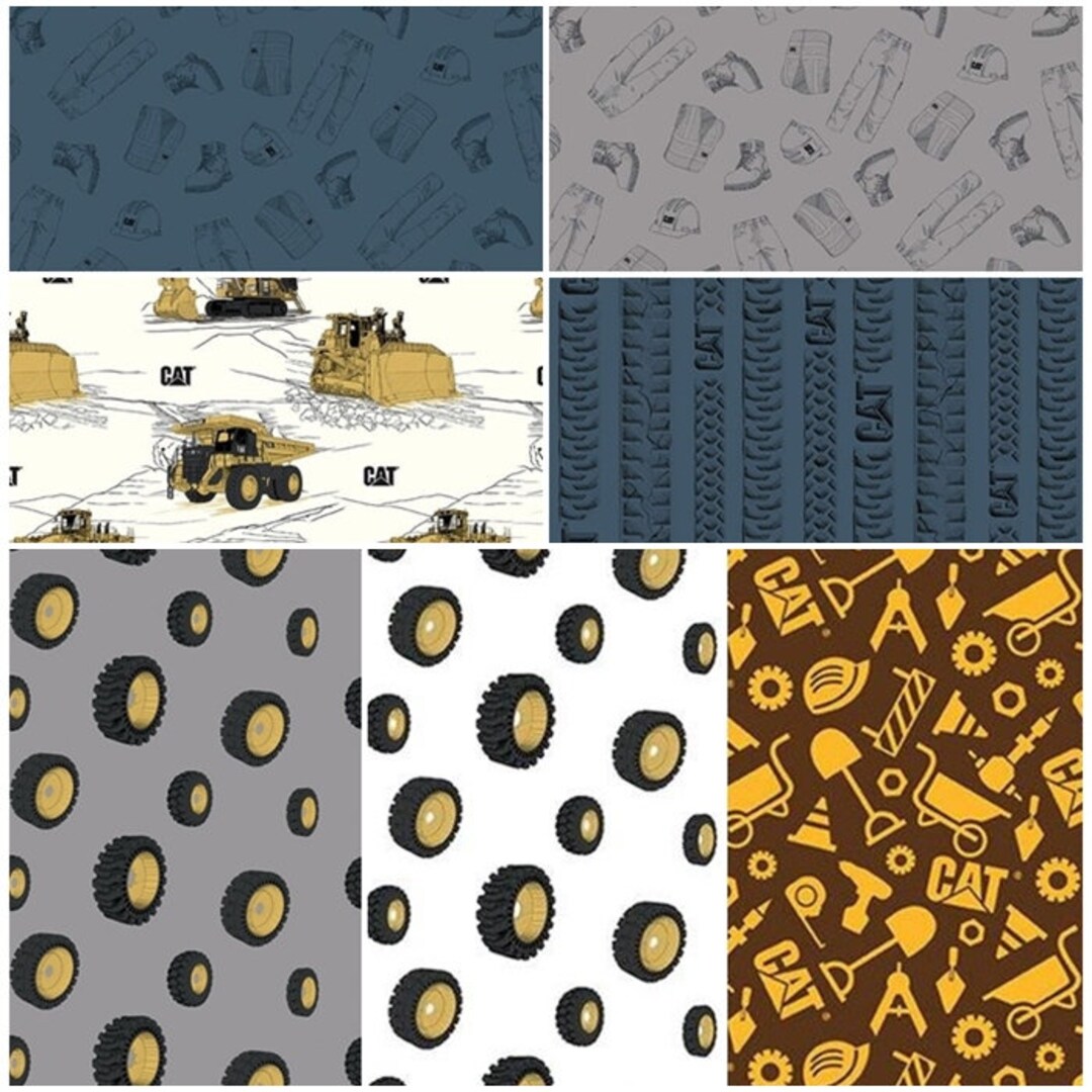 CAT Caterpillar Construction 100% Cotton Fabrics by Riley - Etsy