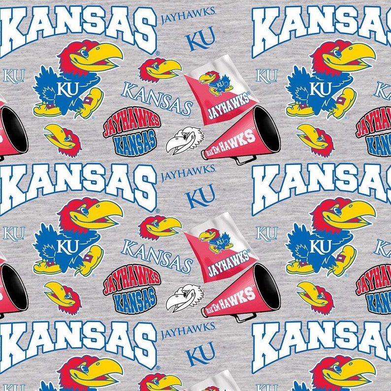 NCAA University of Kansas Red & Blue College 100% Cotton - Etsy