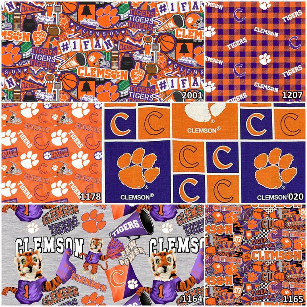 NCAA Clemson University Tigers Orange & Purple College Logo 100% Cotton ...