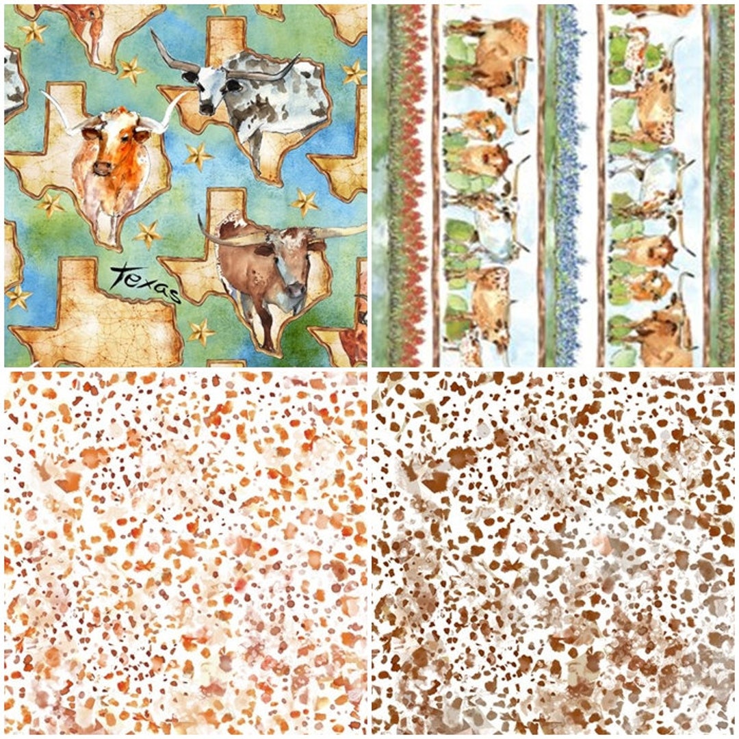 Longhorns, Texas, Cattle Ranch 100% Cotton Fabric by QT Fabrics 4 ...