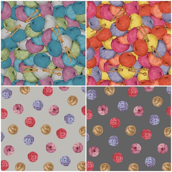 Knit N Purl Yarn Balls Knitting 100% Cotton Fabrics by Windham - Etsy