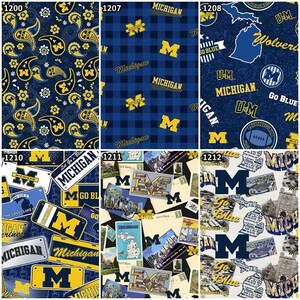 NCAA University of Michigan Wolverines Blue & Gold College Logo 100% ...
