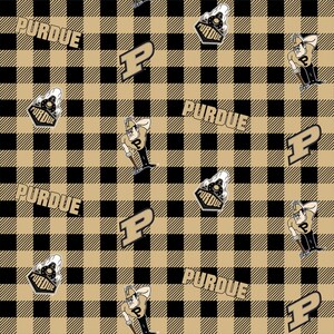 NCAA Purdue University Boilermakers Black & Gold Buffalo Plaid College ...