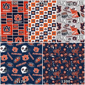 NCAA Auburn University Tigers Navy & Orange 100% Cotton College Logo ...