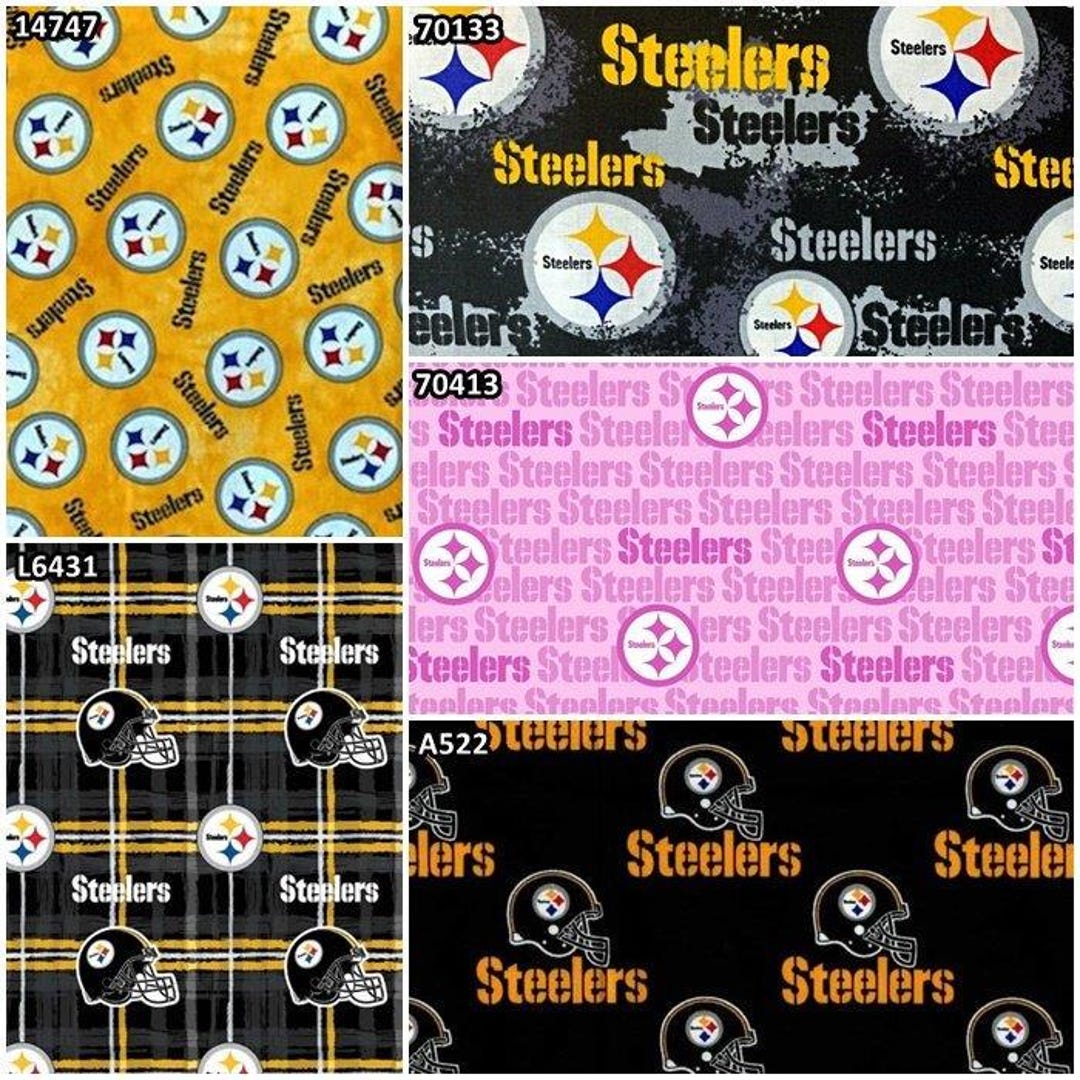 NFL Logo Pittsburgh Steelers Black & Yellow 100% Cotton Fabric by ...