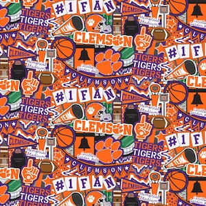 NCAA Clemson University Tigers Orange & Purple College Logo 100% Cotton ...