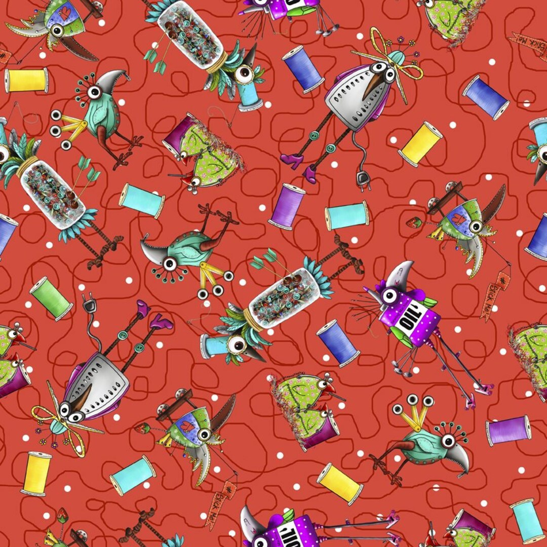 Steampunk Stitchery, Whimsical, Birds, Notions, Sewing Themed 100% ...