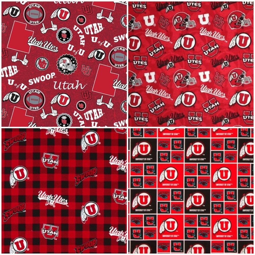 NCAA University of Utah Utes Swoop Red & Black College Logo 100% Cotton ...