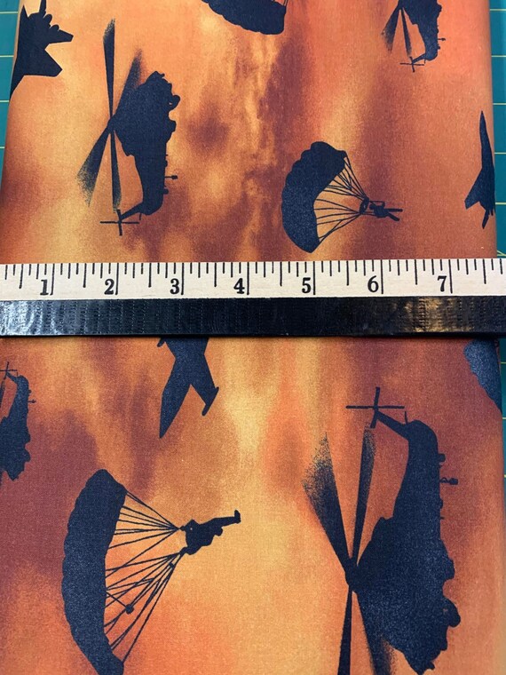 Fabric Defenders of Freedom Parachutes Helicopters cotton fabric by the ...