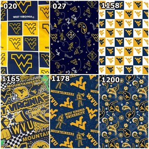 NCAA West Virginia University Mountaineers College Logo Cotton Fabric ...