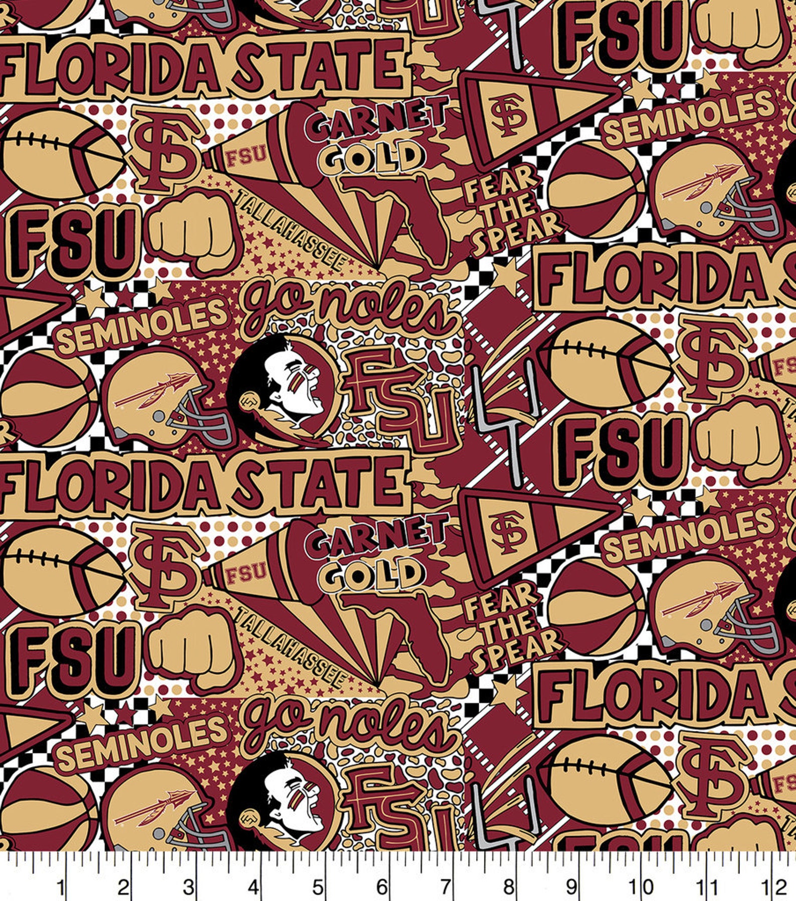 NCAA Florida State Seminoles Garnet & Gold College Logo 100% Cotton ...