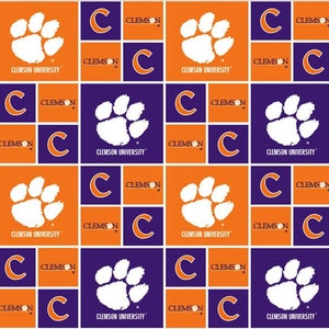 NCAA Clemson University Tigers Orange & Purple College Logo 100% Cotton ...