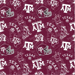 NCAA Texas A&M University Aggies Maroon College Logo 100% Cotton Fabric ...