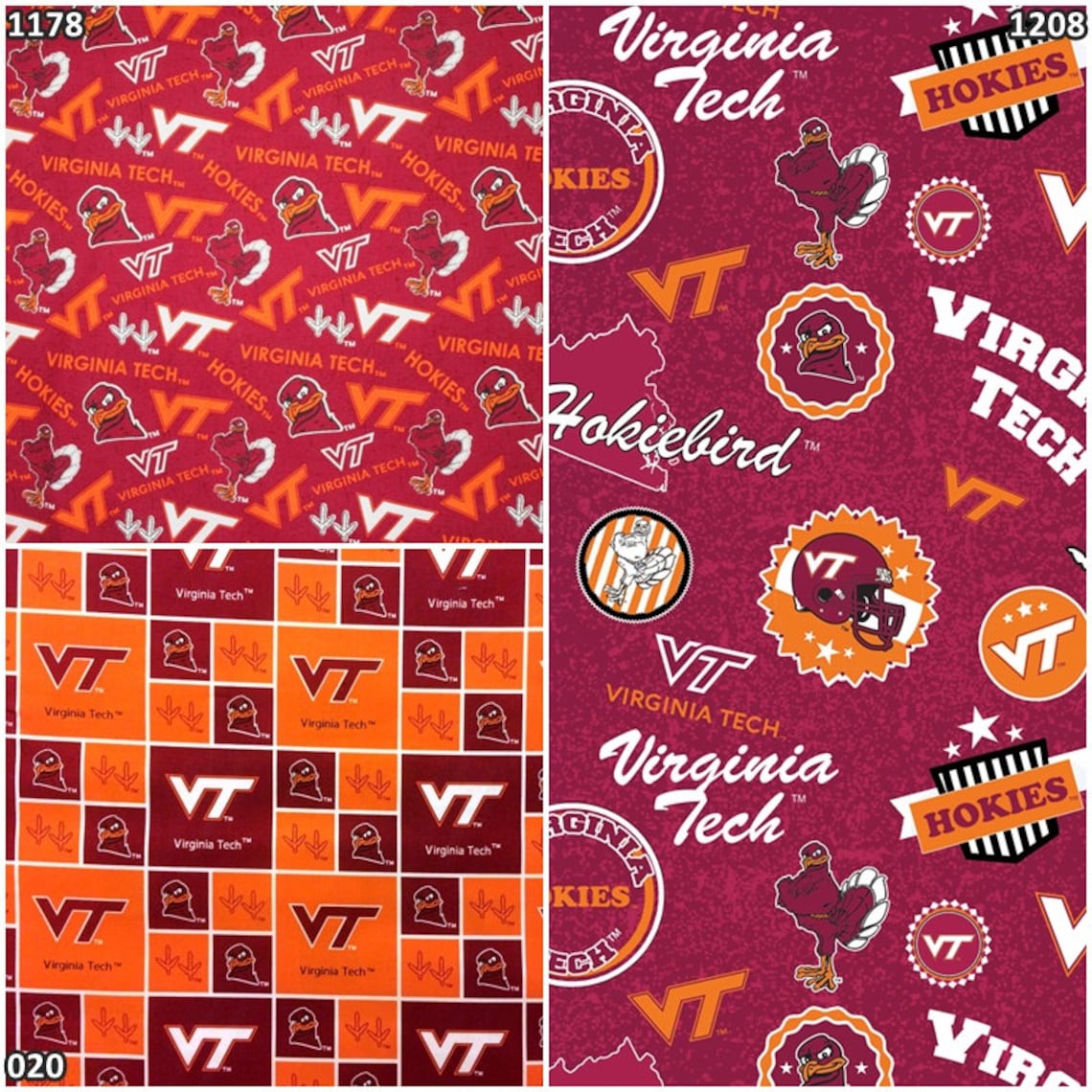 NCAA Virginia Tech Hokies Orange & Maroon College Logo 100% - Etsy