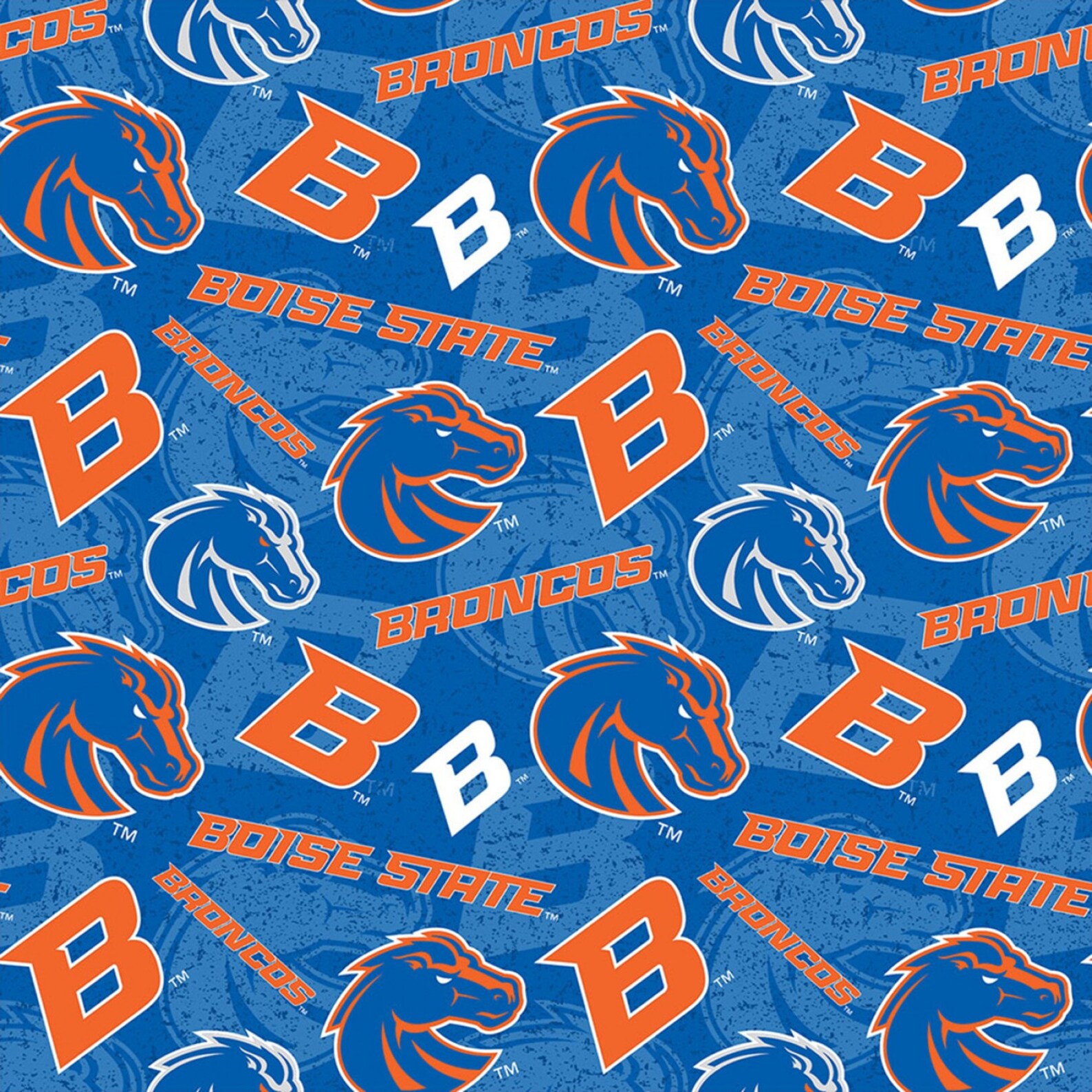 NCAA Boise State Broncos Blue & Orange College Logo 100% Cotton Fabric ...