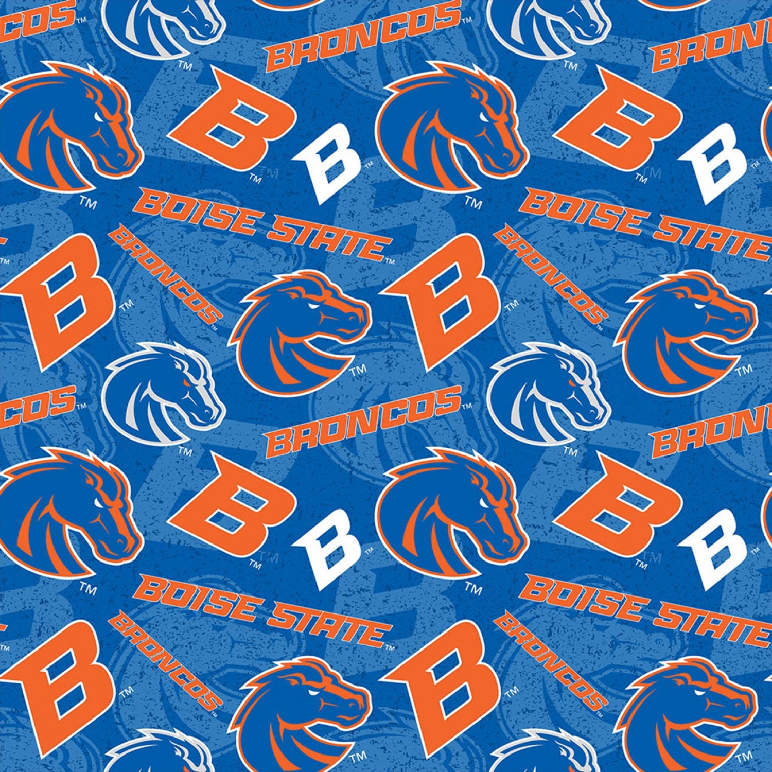 NCAA Boise State Broncos Blue & Orange College Logo 100% Cotton Fabric ...