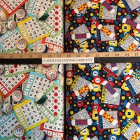 BINGO FABRIC BALLS Cards Game Night - 100% Cotton Fabric by the Yard or ...